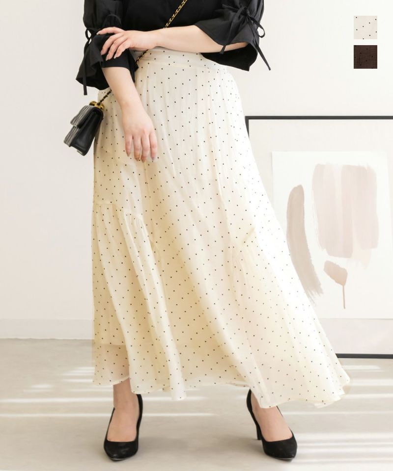 CLETTEオリジナル★サイドギャザーシアードットスカート | 大きいサイズ レディース専門店 CLETTE(クレット)【公式】
