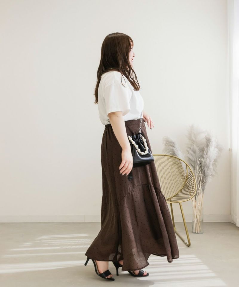 CLETTEオリジナル★サイドギャザーシアードットスカート | 大きいサイズ レディース専門店 CLETTE(クレット)【公式】