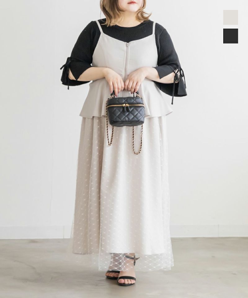 CLETTEオリジナル★チュール重ねジップキャミワンピース | 大きいサイズ レディース専門店 CLETTE(クレット)【公式】