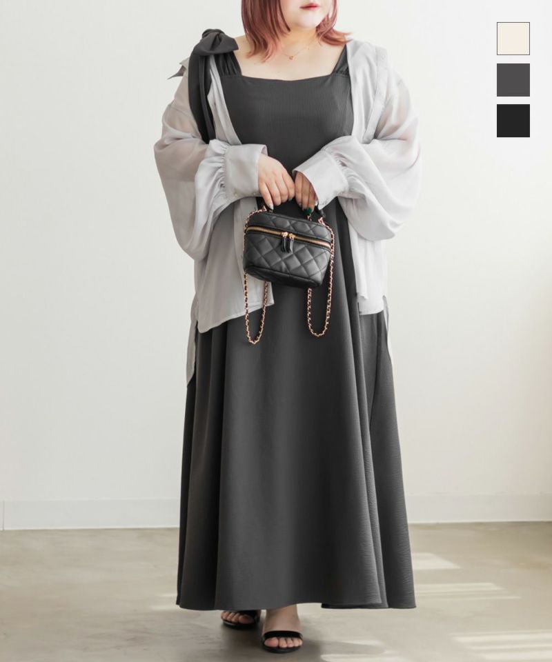 CLETTEオリジナル★ショルダーリボンノースリーブワンピース | 大きいサイズ レディース専門店 CLETTE(クレット)【公式】