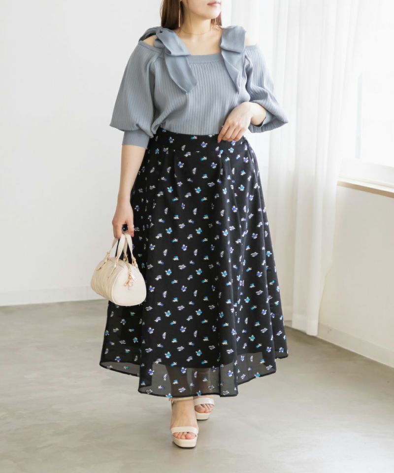 CLETTEオリジナル★シアー花柄タックスカート | 大きいサイズ レディース専門店 CLETTE(クレット)【公式】