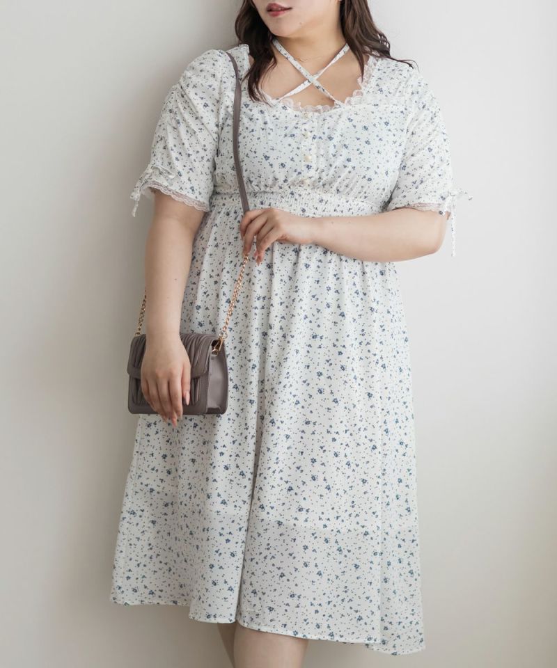 シフォン花柄半袖ワンピース | 大きいサイズ レディース専門店 シフォン花柄半袖ワンピース | 大きいサイズ レディース専門店