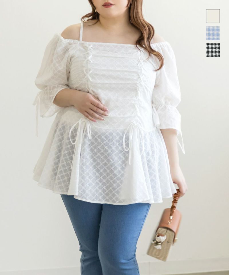 CLETTEオリジナル★レースアップ2WAYチュニックブラウス | 大きいサイズ レディース専門店 CLETTE(クレット)【公式】