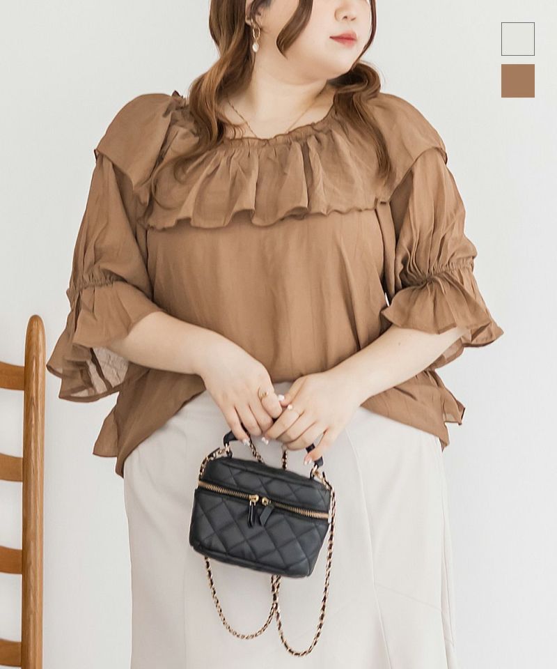 前後2WAYフリルブラウス | 大きいサイズ レディース専門店 CLETTE(クレット)【公式】