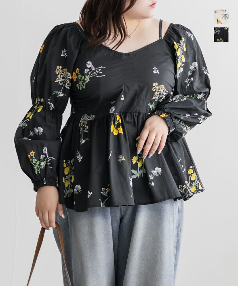 CLETTEオリジナル3WAYスリーブ花柄ブラウス | 大きいサイズ レディース専門店 CLETTE(クレット)【公式】