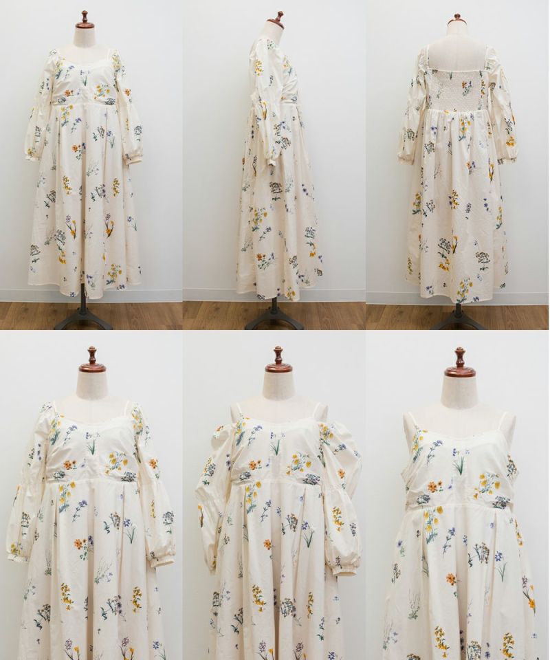 CLETTEオリジナル3WAYスリーブ花柄ロングワンピース | 大きいサイズ
