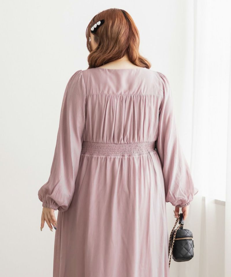 CLETTEオリジナルデコルテリボンギャザーワンピース | 大きいサイズ